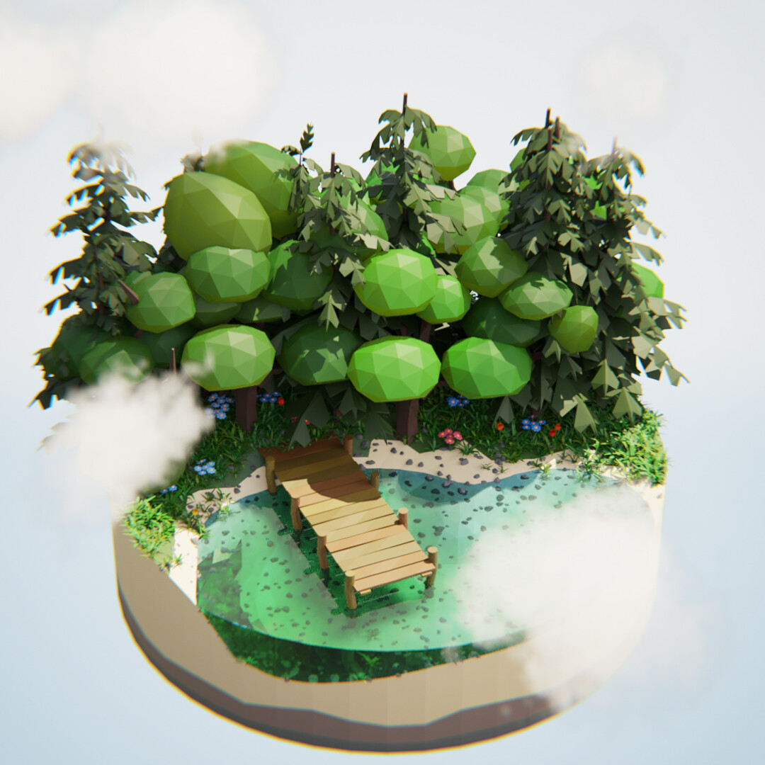 ArtStation - Scene 3D: LowPoly Biome