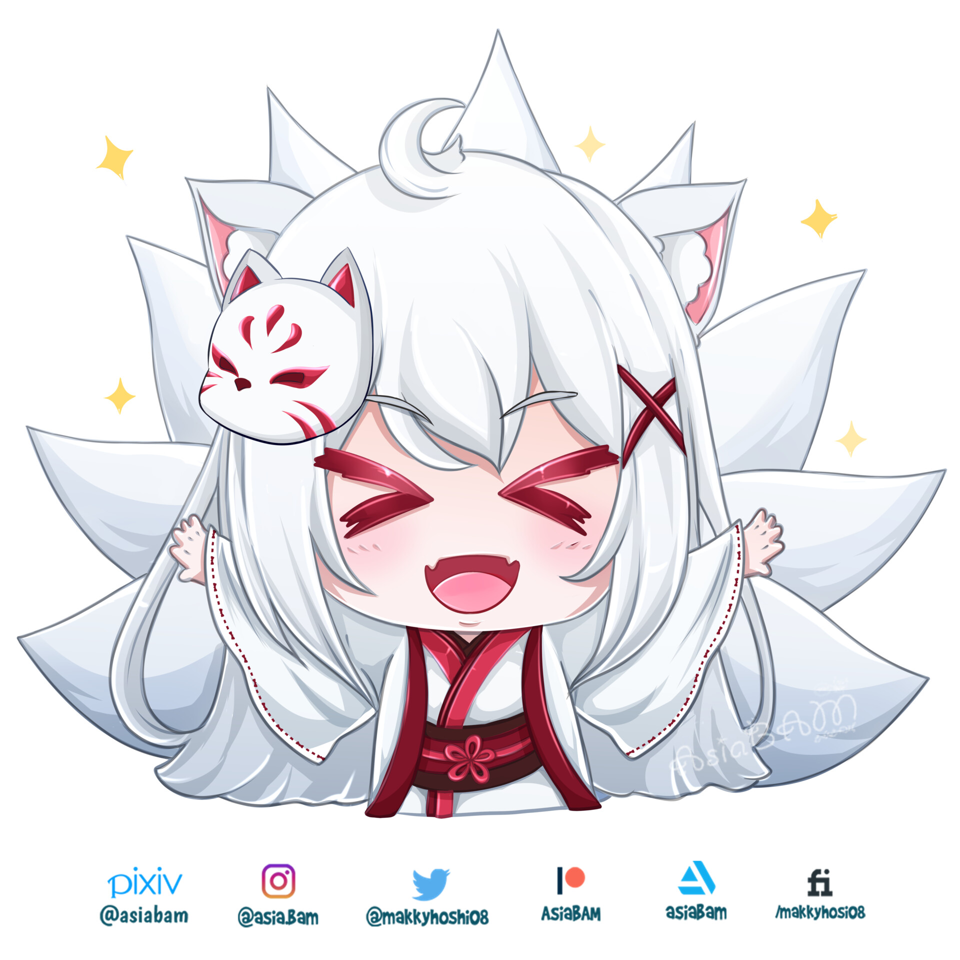 ArtStation - Chibi Kitsune Miko Asia