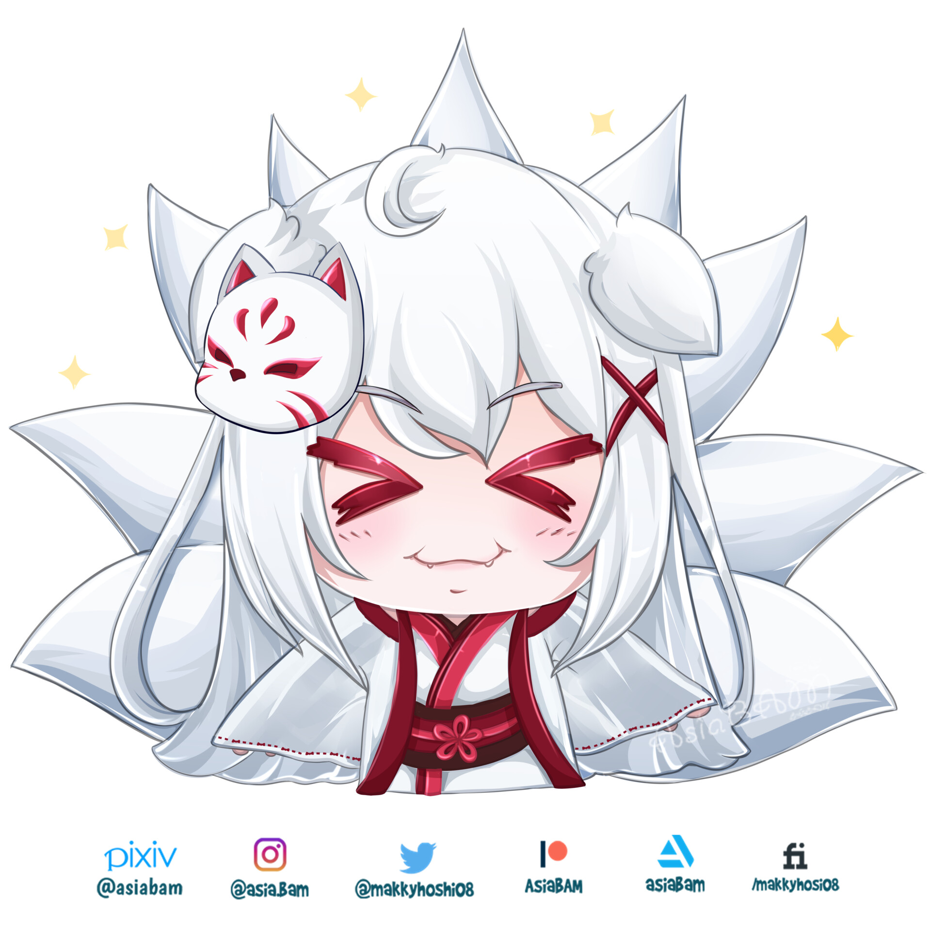 Chibi White Nine Tailed Fox