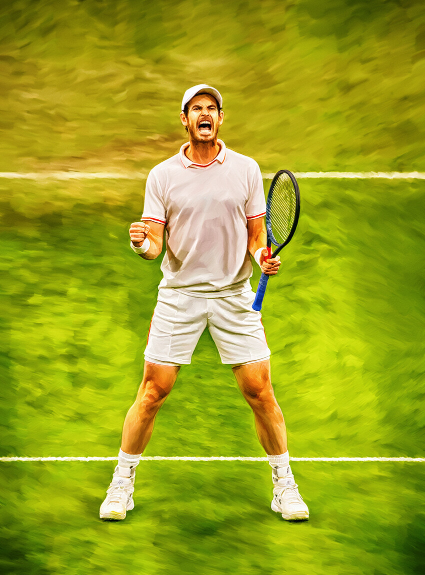 Sam Brannan - Andy Murray of Great Britain roar Wimbledon 2021. Digitas ...
