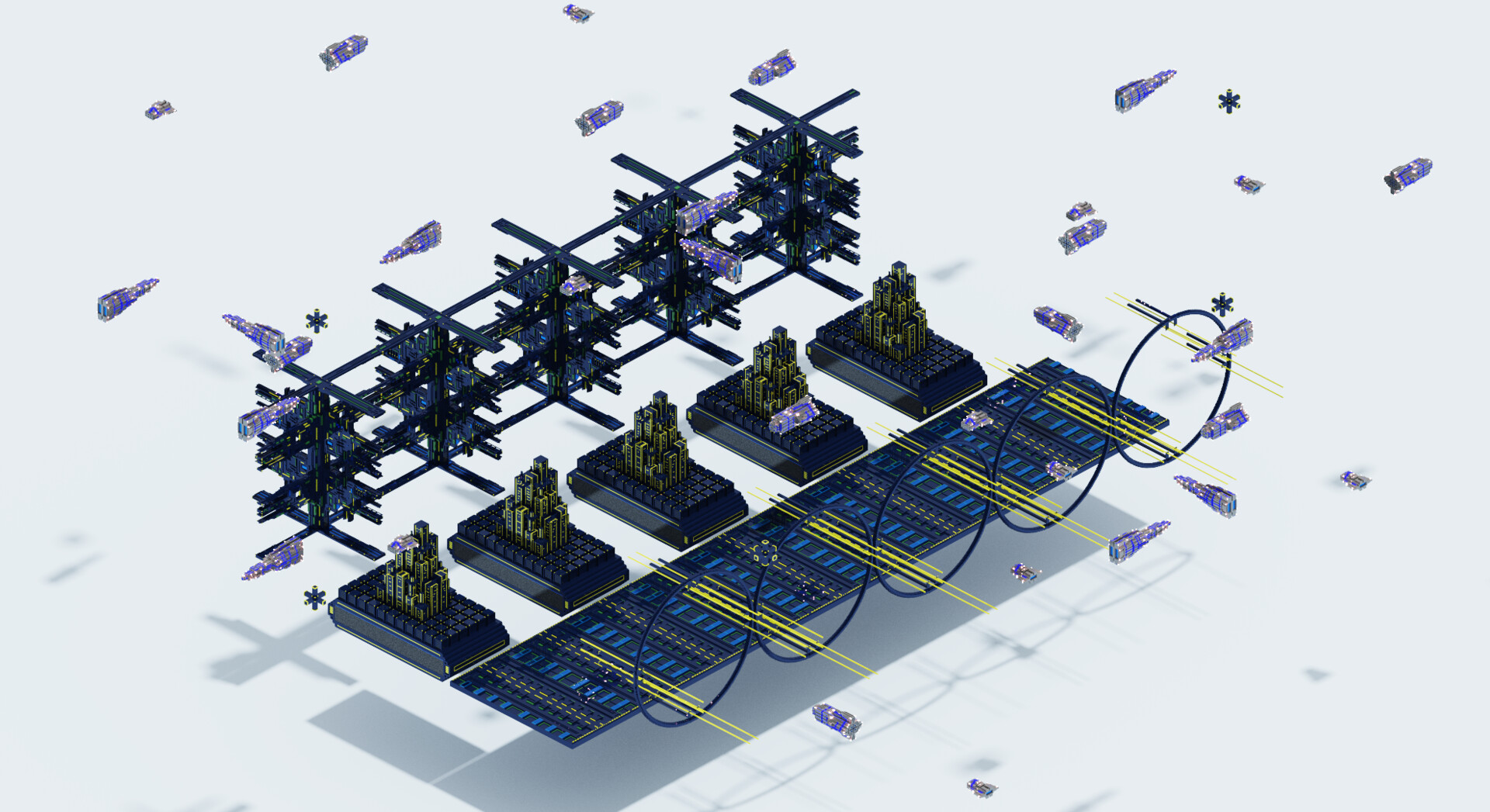 ArtStation - 3d voxel iso space ship station