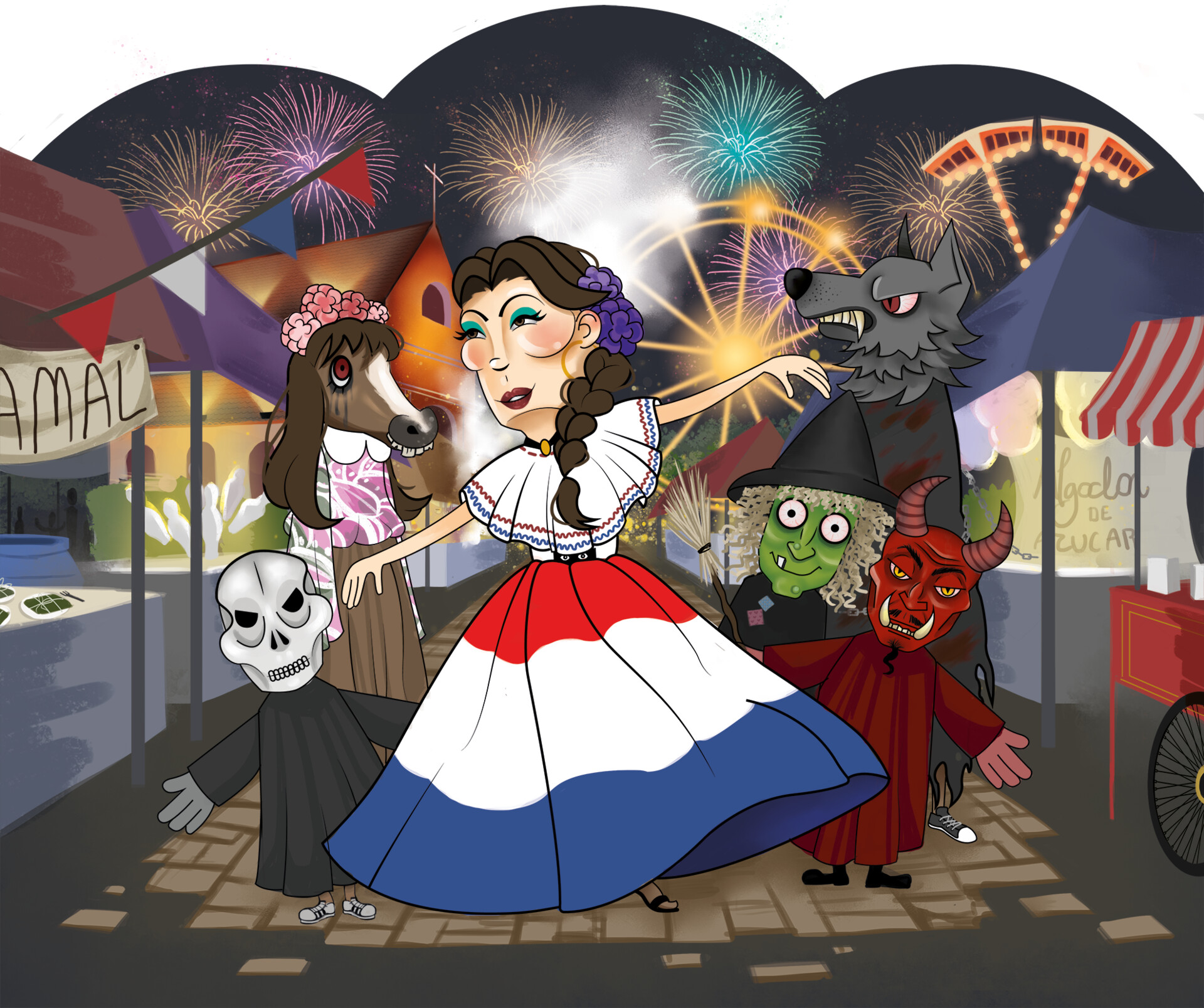 ArtStation - Costa Rican Masquerade Calendar Illustration