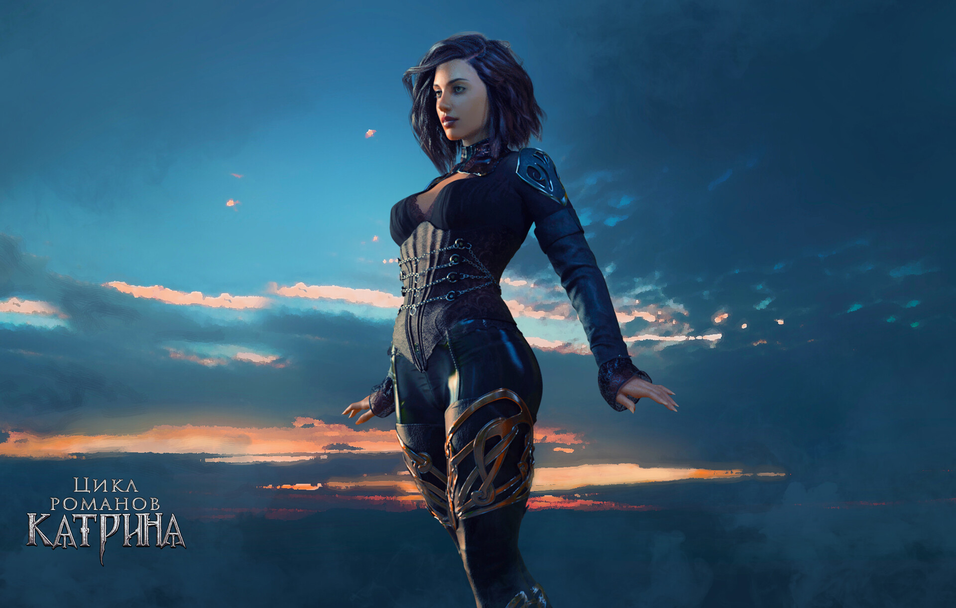 ArtStation - Character art: Katrina Vellcat. The woman warrior sky flying jump