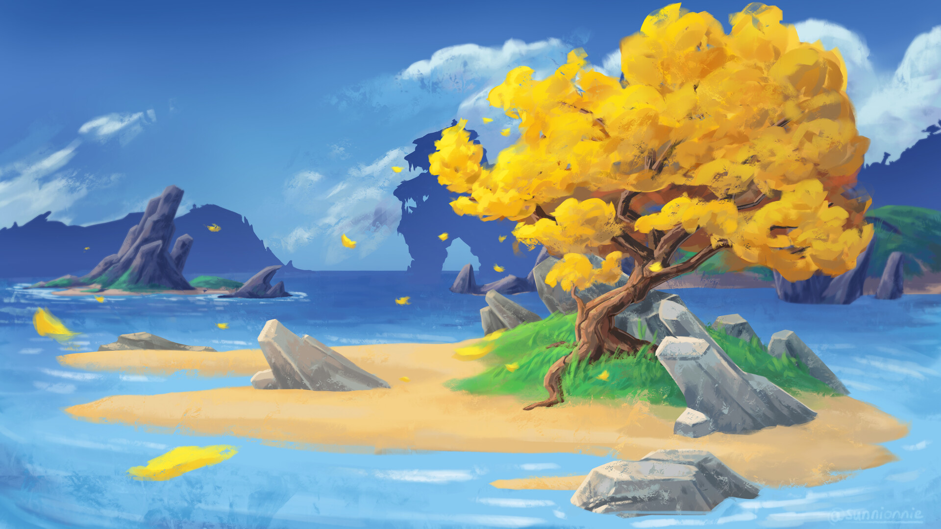 ArtStation - Genshin inspired landscape