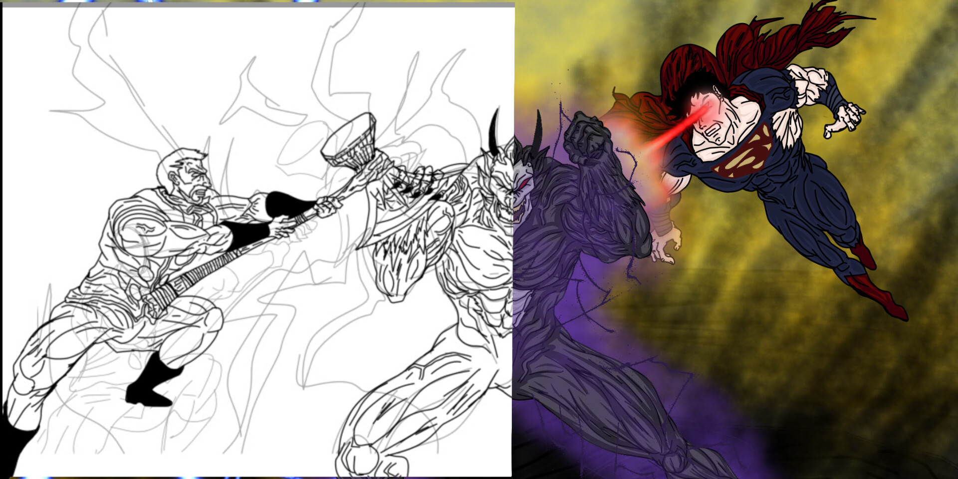 Animation Station - Thor and Superman vs Evil Lord [ Concept Art ]