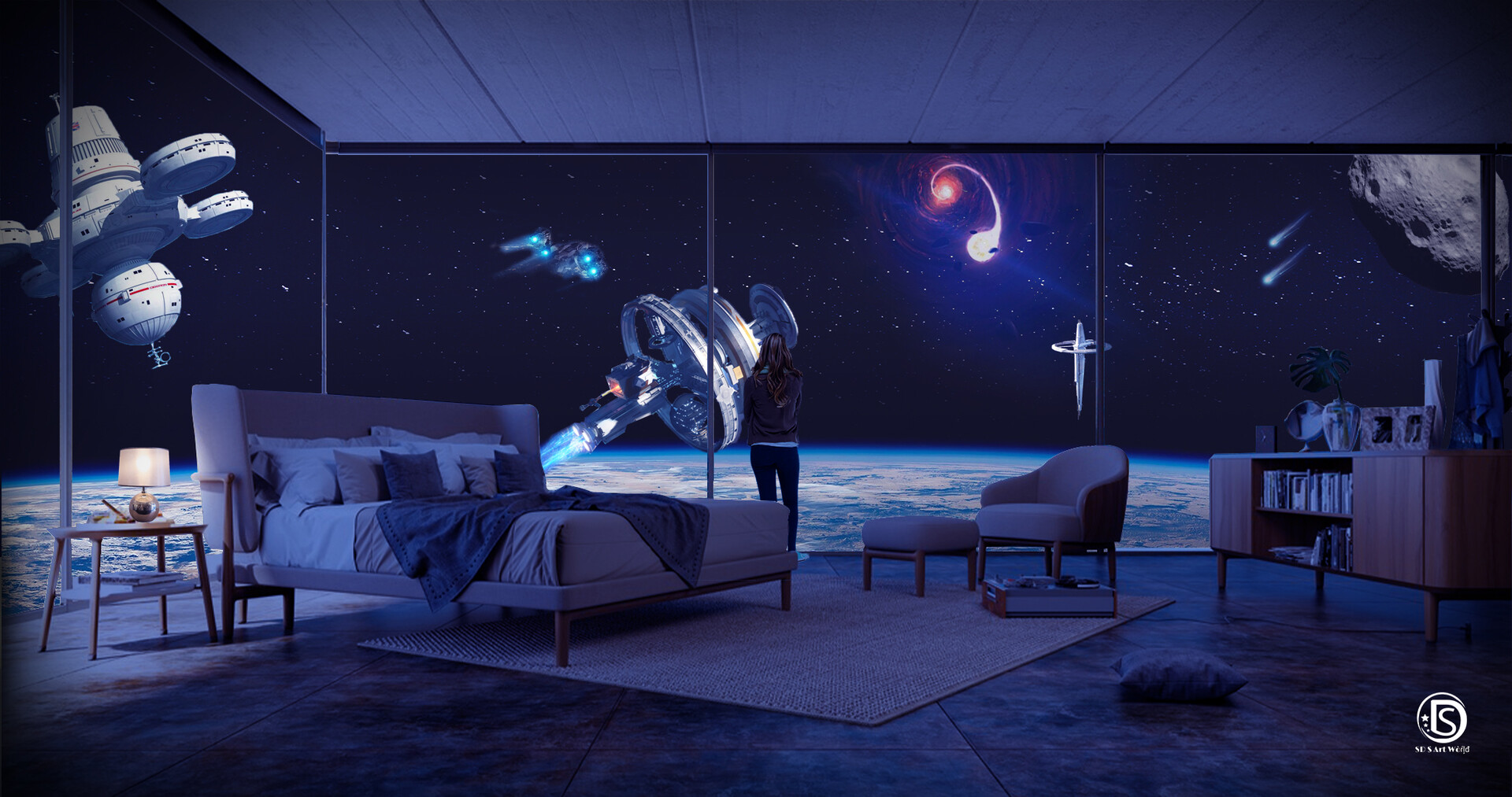 ArtStation - Space Hotel room mattepaint