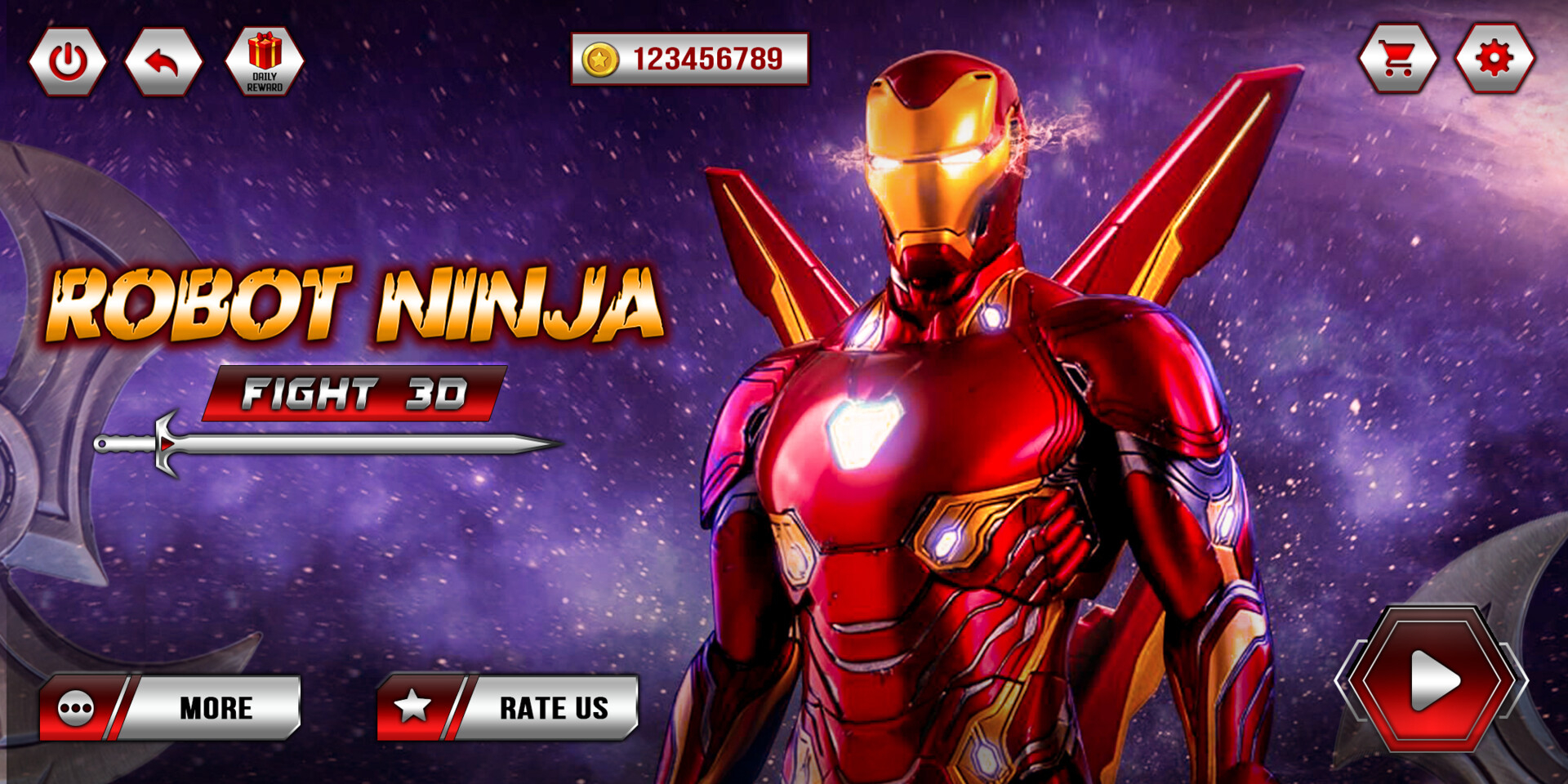 ArtStation - Ninja Superhero Sword Fight Game UI