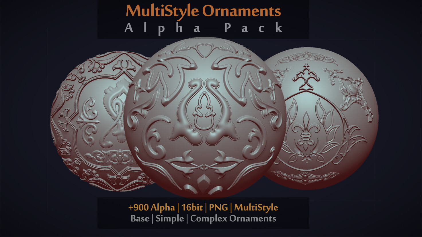 Artstation Multistyle Ornaments Alpha Pack 900 Alpha Png 16 Bit