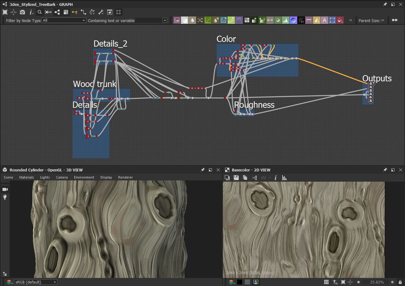 3dExtrude Tutorials - Stylized Swamp Tree Bark - Substance Painter