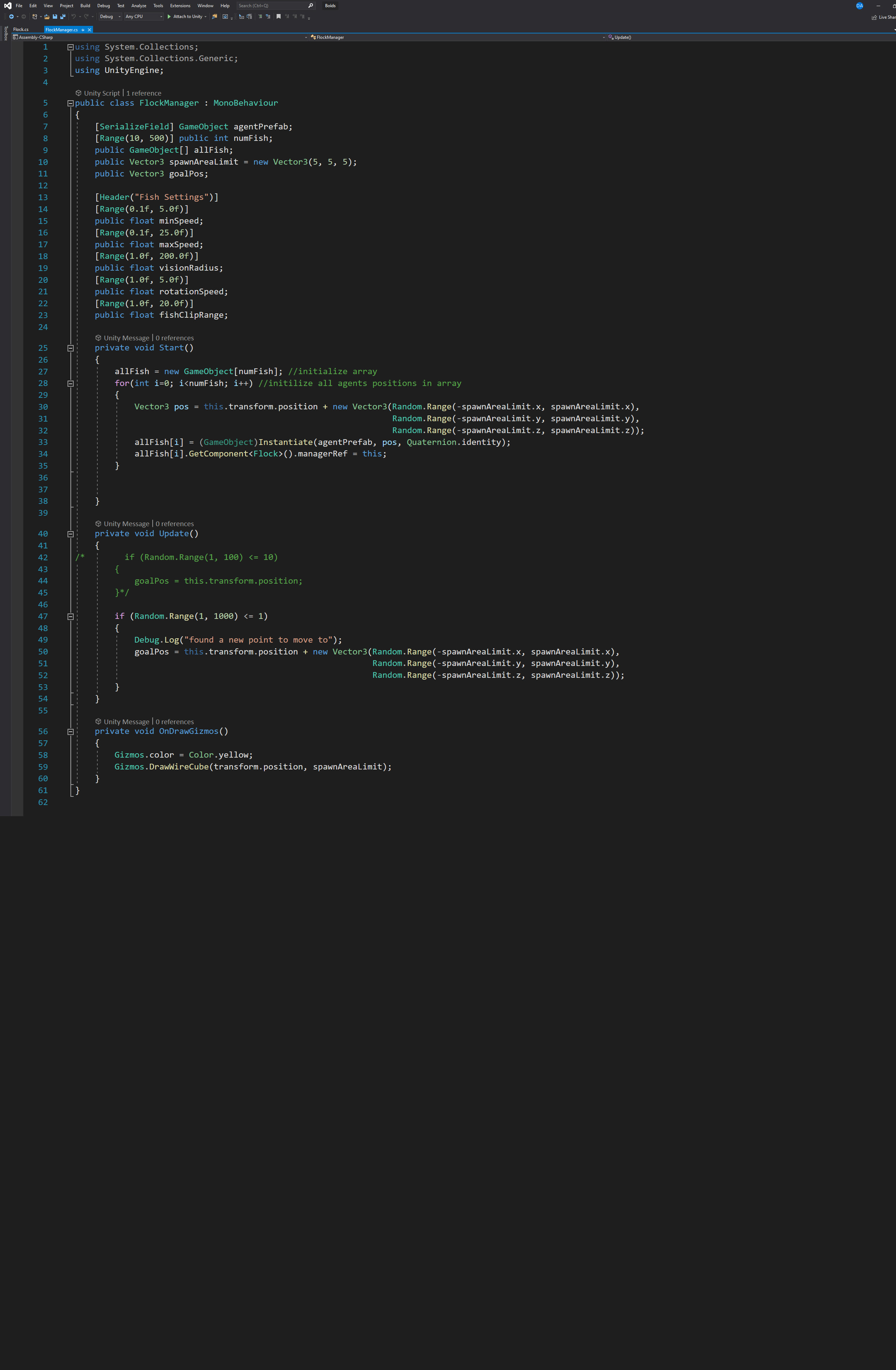 Daniel Akbari - Boids Simulation (C#)