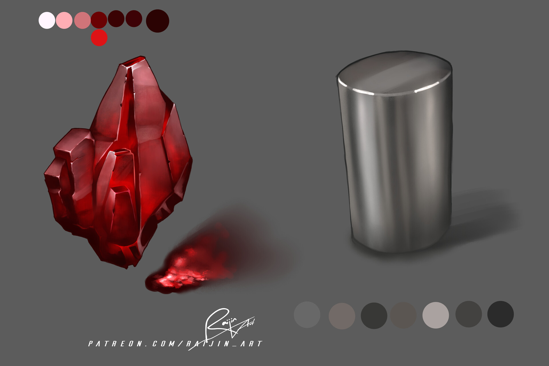 ArtStation - Material Study - Ruby and Iron