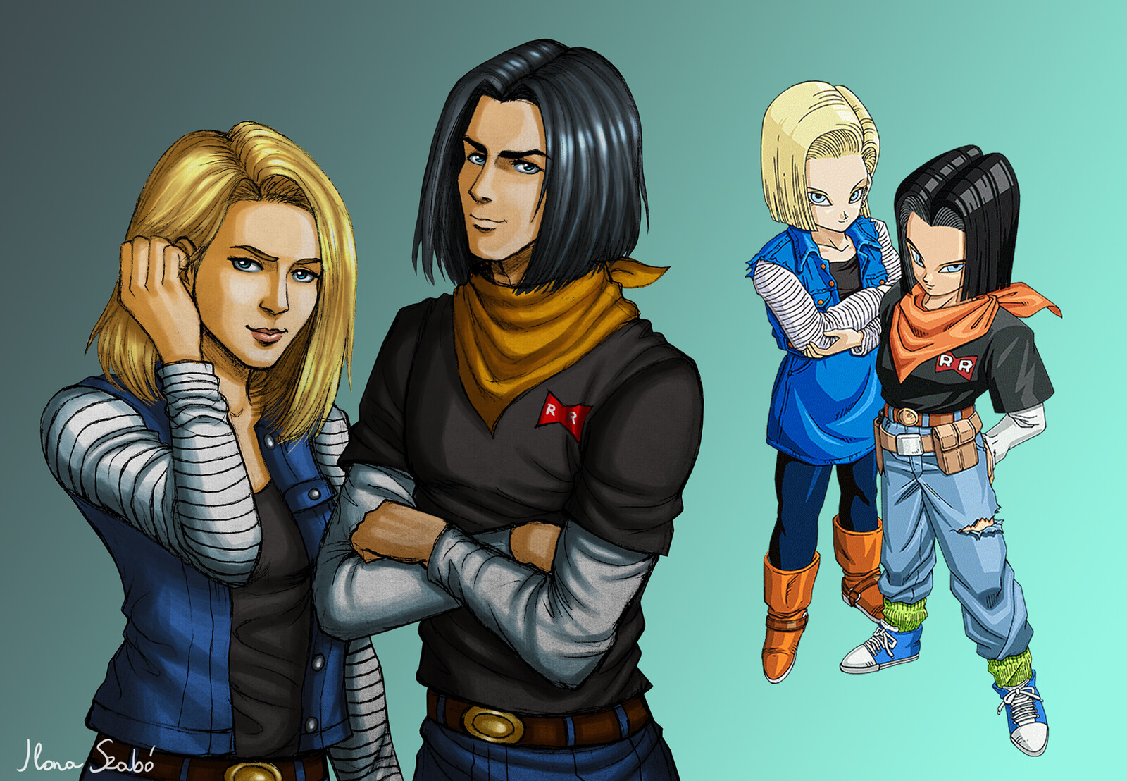 Ilona Szabó - Dragon Ball Z C18 and C17 fanart