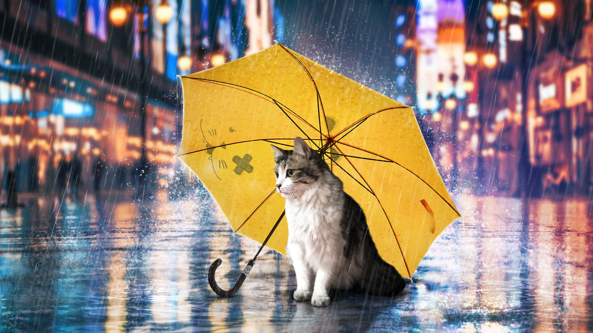 ArtStation - Neko in the rain