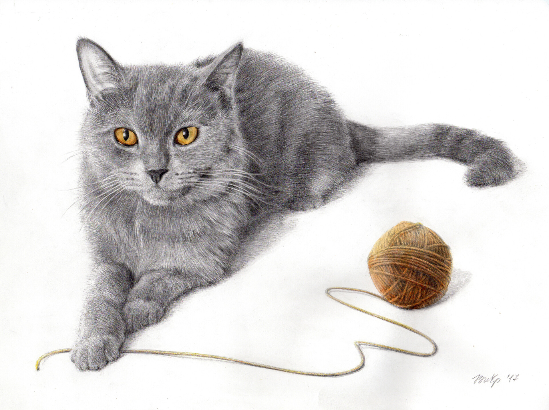 ArtStation - Cat with a Ball of Thread