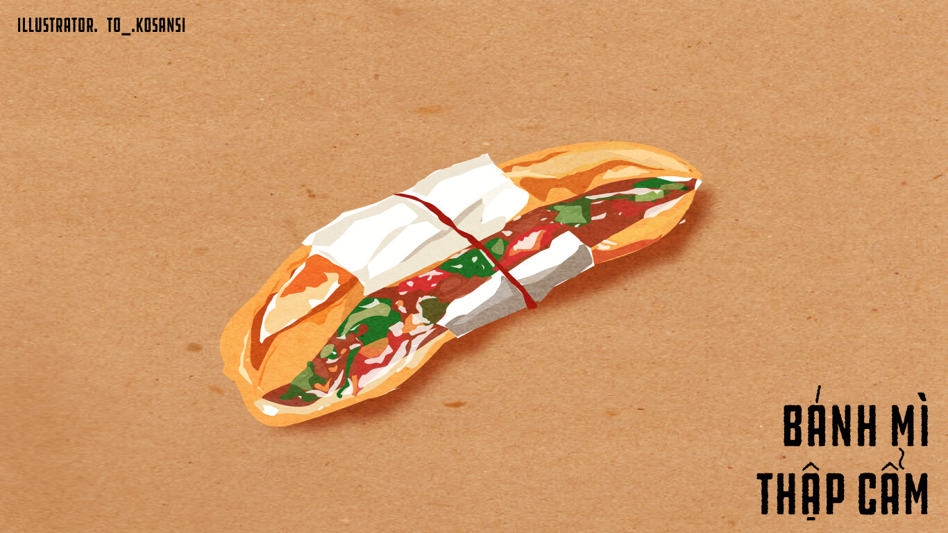 ArtStation - Vietnam food-Banh mi illustration