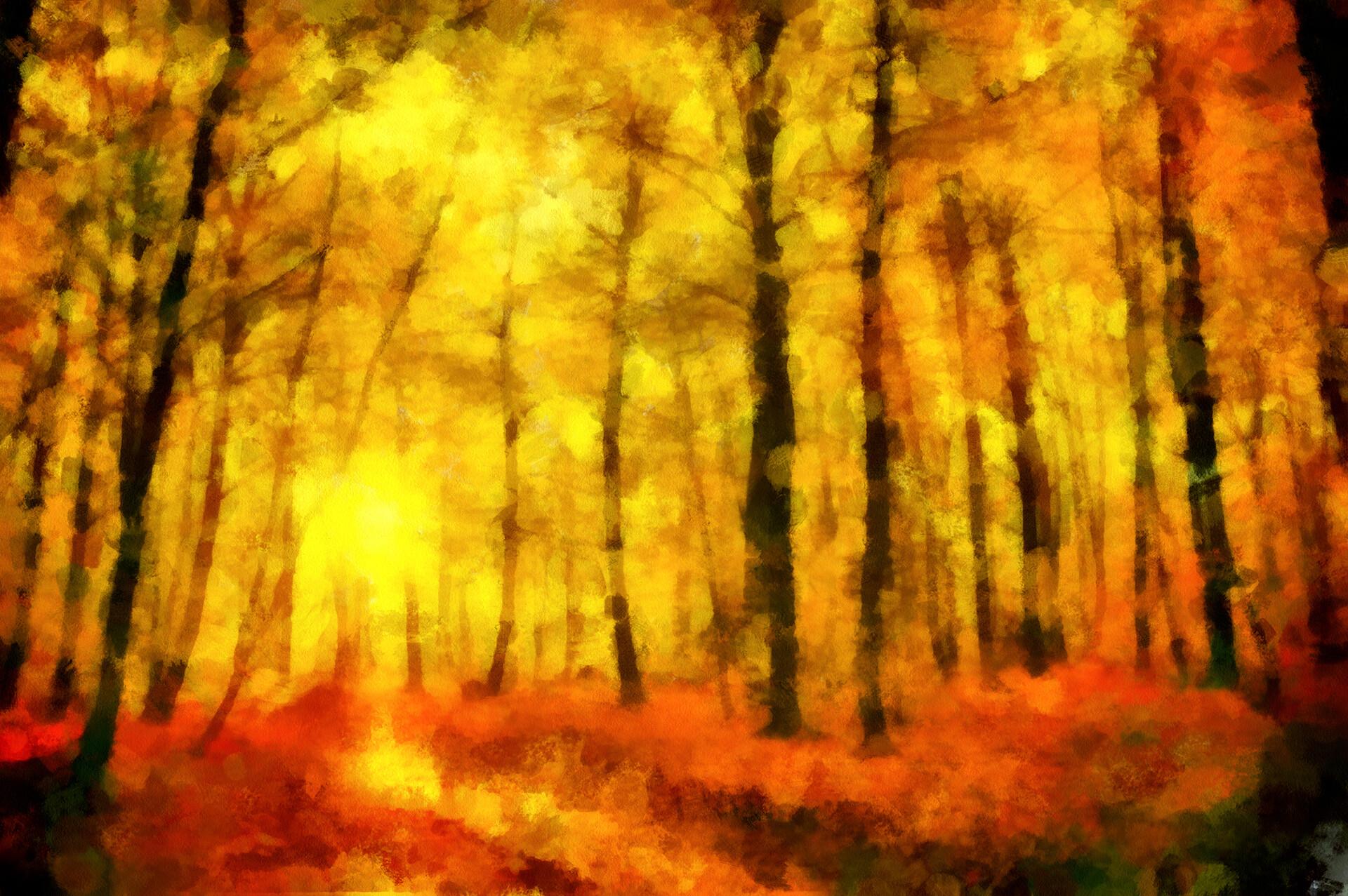 ArtStation - Yellow forest in autumn