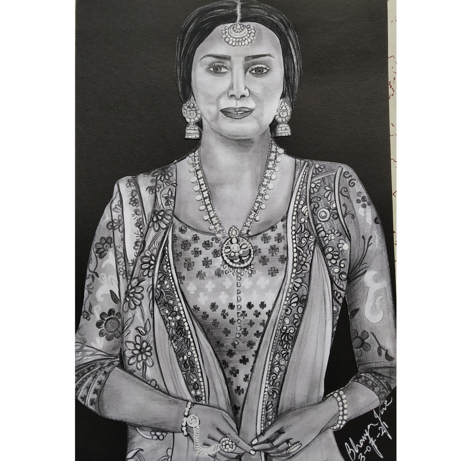 Bhavya Jain - Madhuri Dixit from KALANK | Portrait sketch