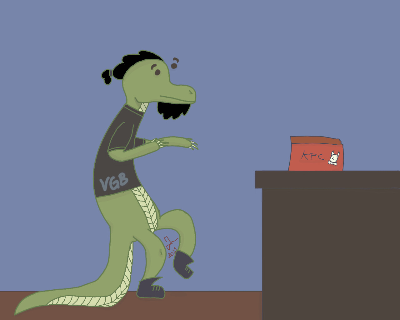 ArtStation - Croc OC, Levy, sneaking to get KFC