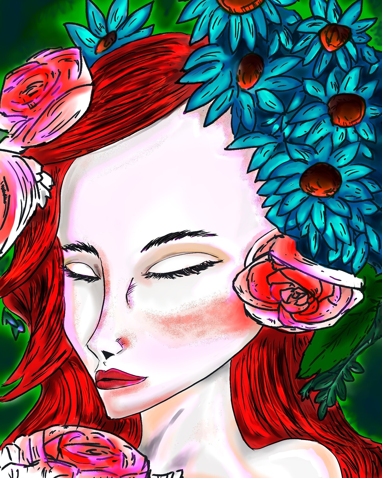 ArtStation - Chica en rosas