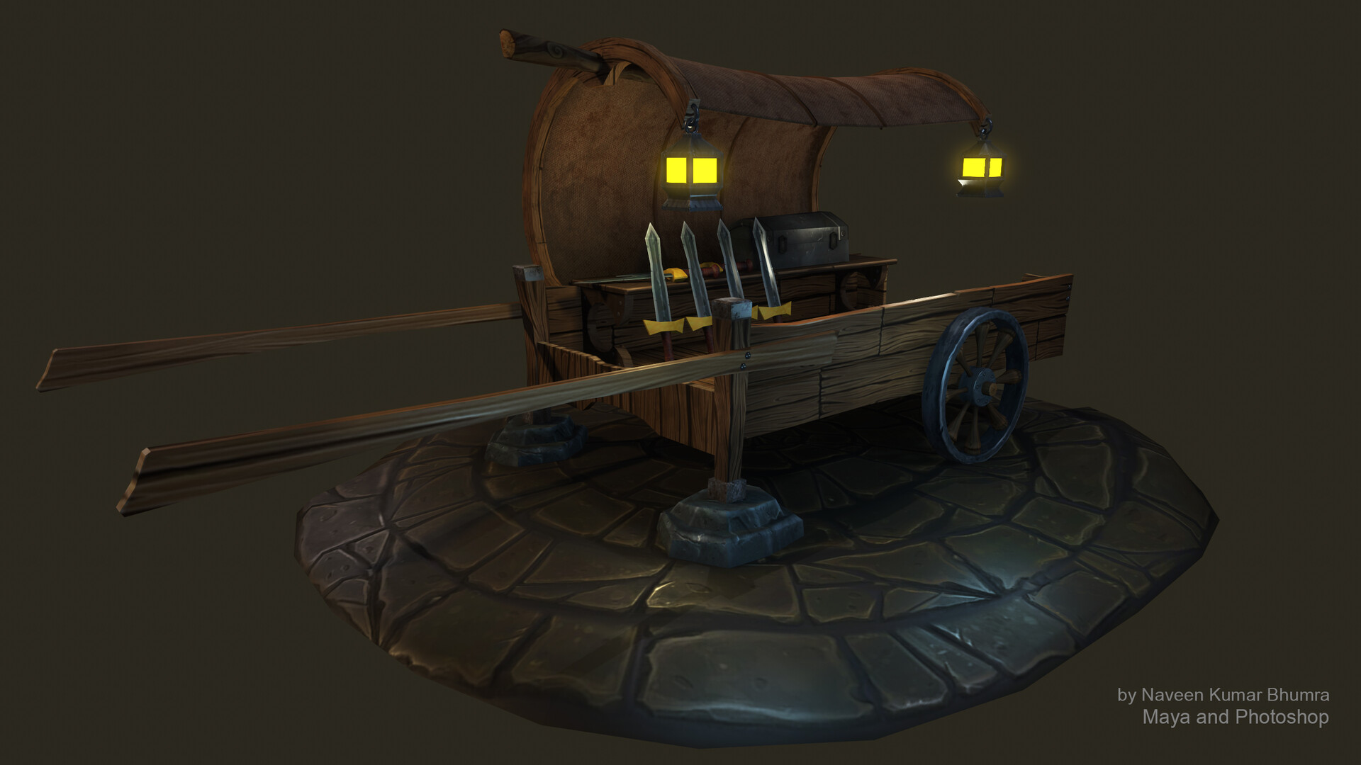 ArtStation - Game Props: 3D Stylized Cart Model