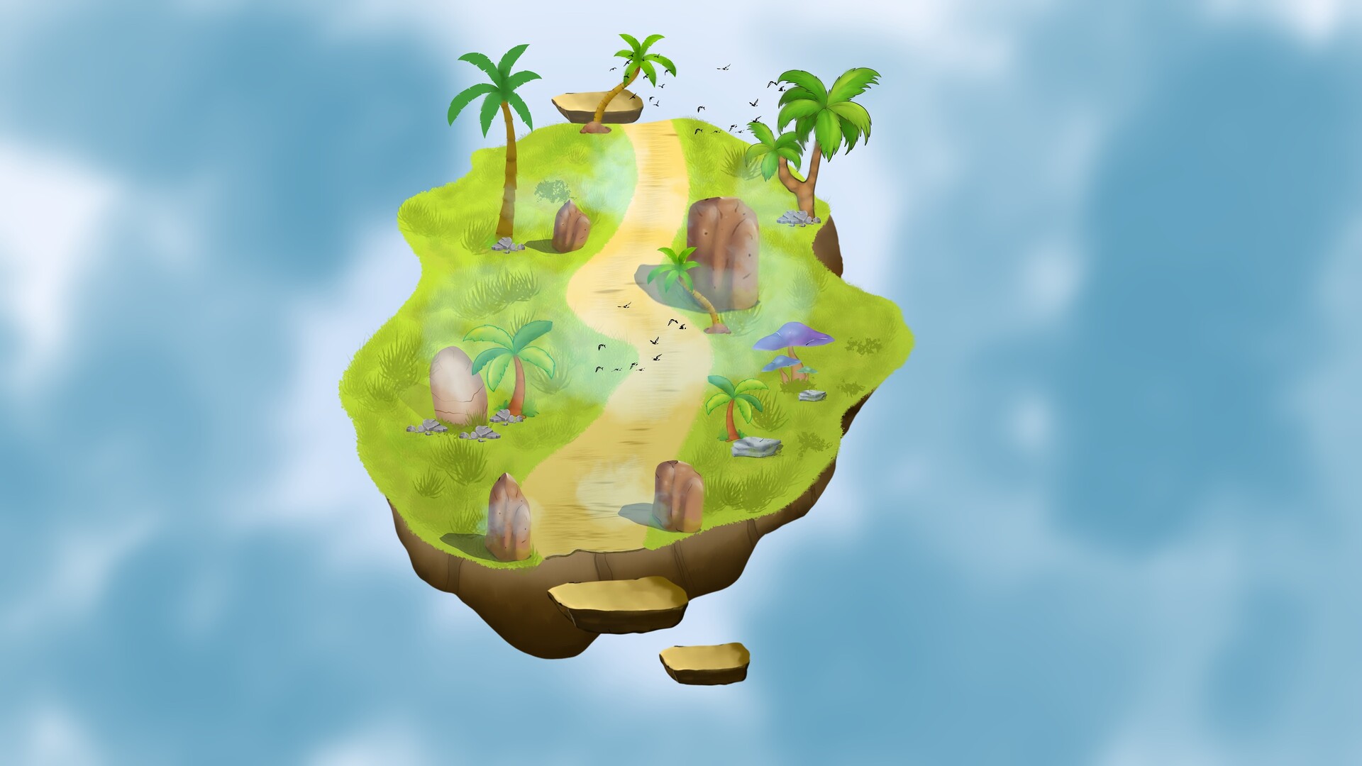 ArtStation - floating terrian for 2d game