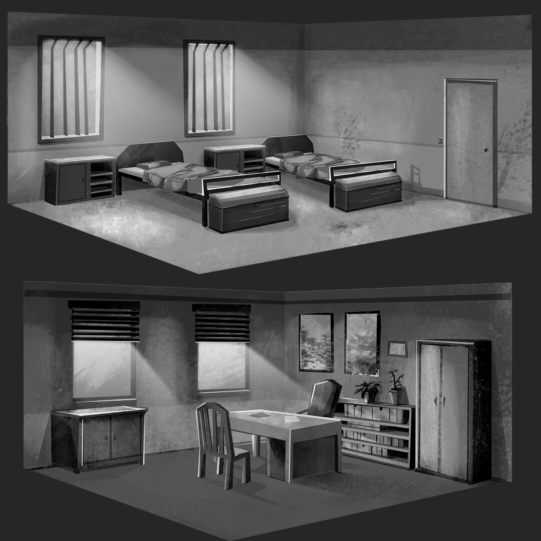 ArtStation - grayscale environment sketching