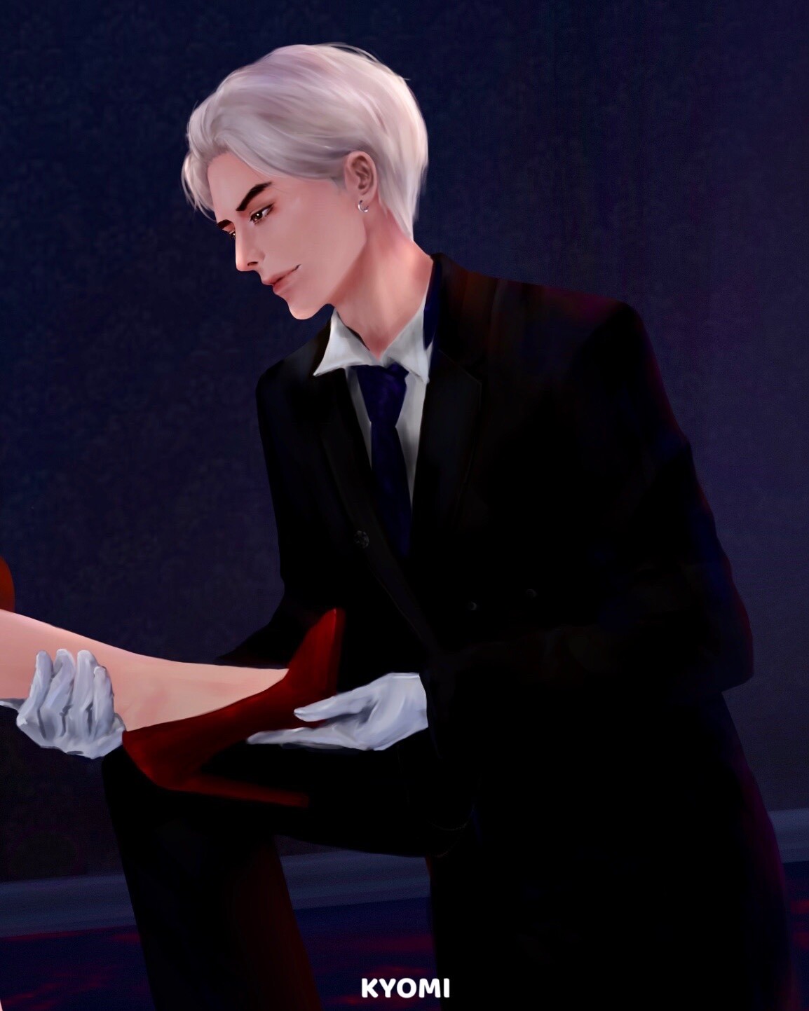 ArtStation - painting of butler with diffirent hair color