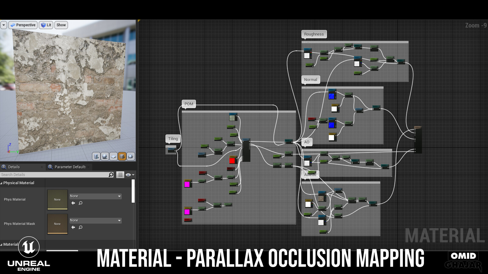 Omid Ghajar - UE4 Shader Development - Parallax Occlusion Mapping|Bump Offset|2D Texture