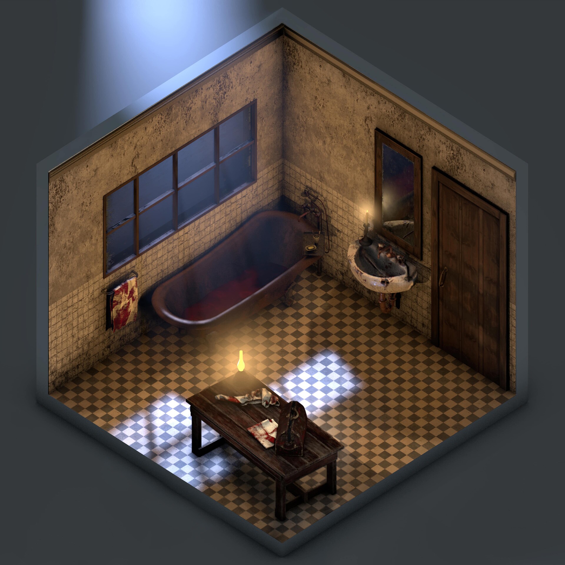 ArtStation - Isometric Victorian Bathroom