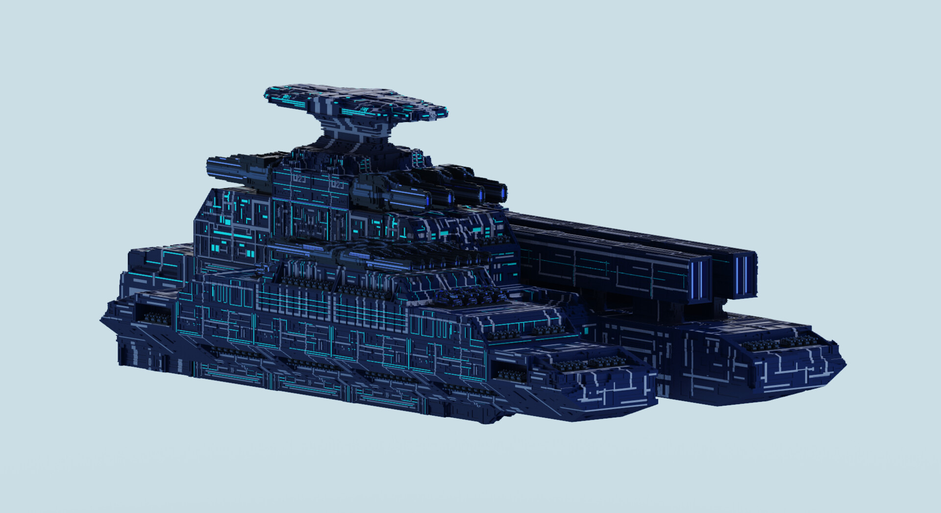 ArtStation - 3d voxel iso space ship in light 2