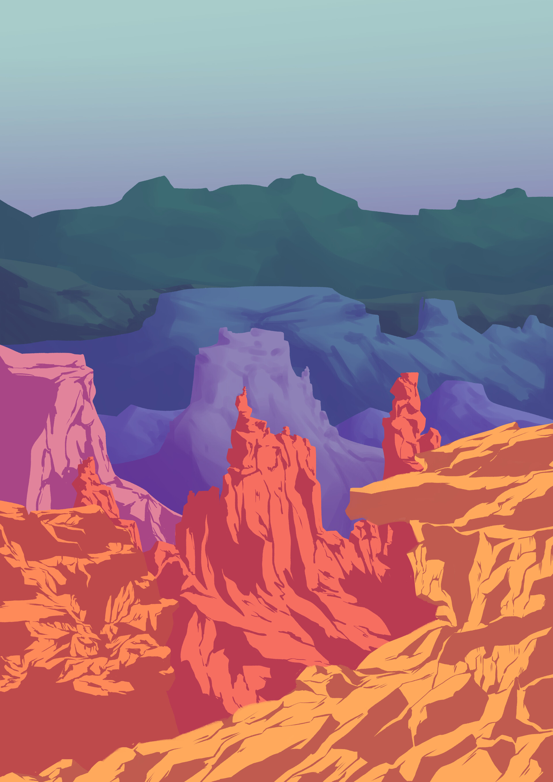 ArtStation - Mountains Background Practice