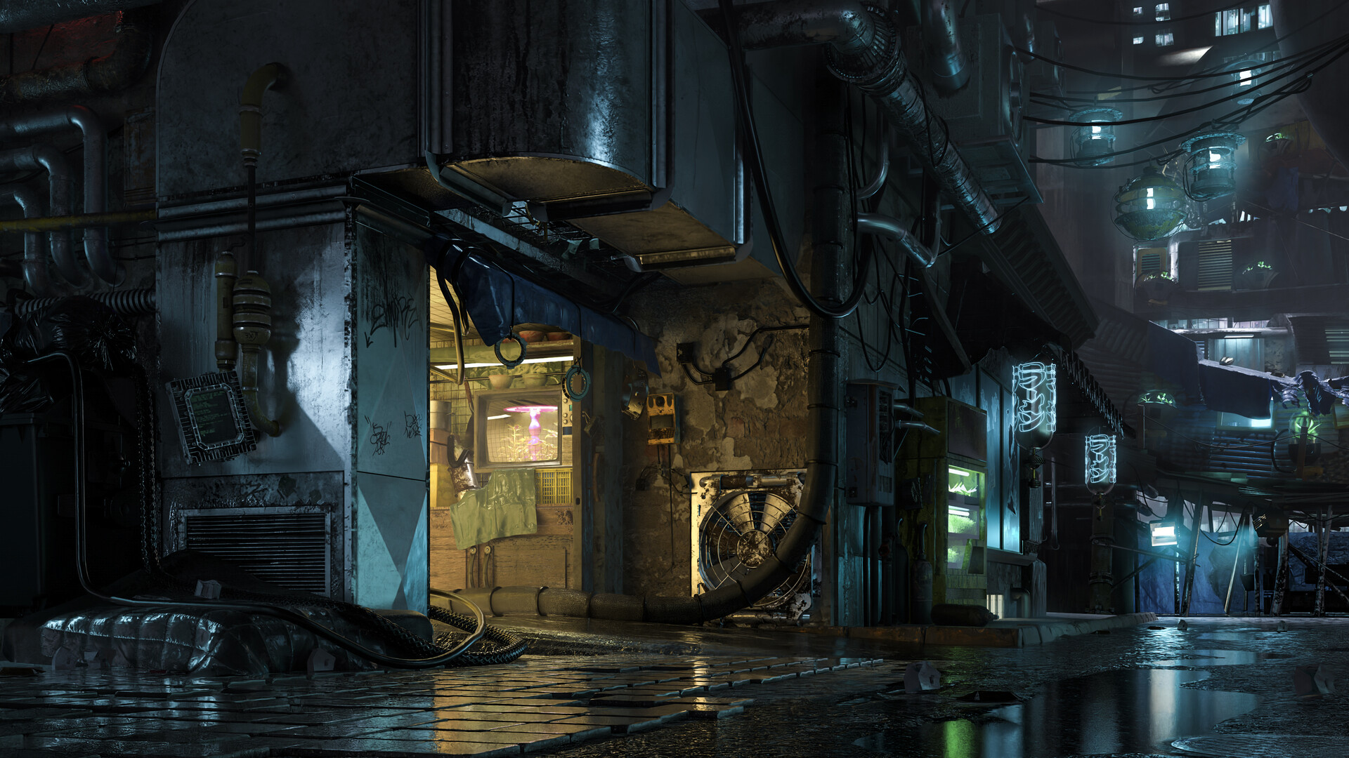 ArtStation - Old World - A Cyberpunk Alleyway