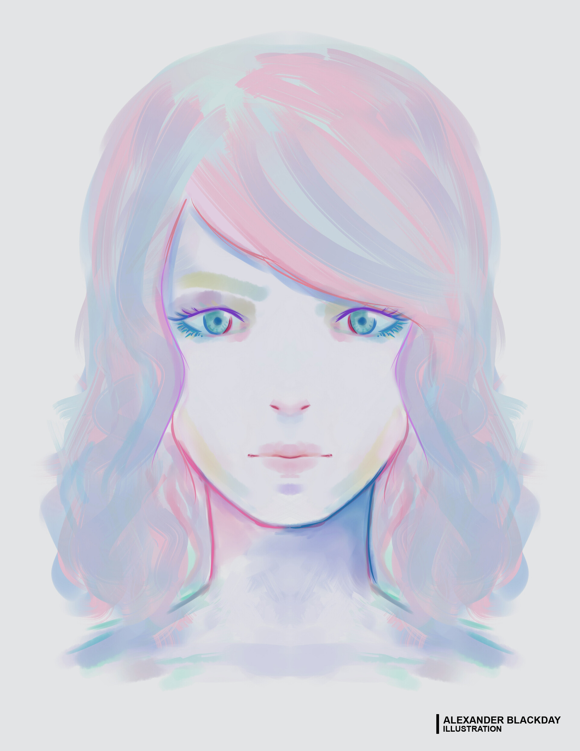 ArtStation - Portrait No. 1 - Pink Hair Watercolor