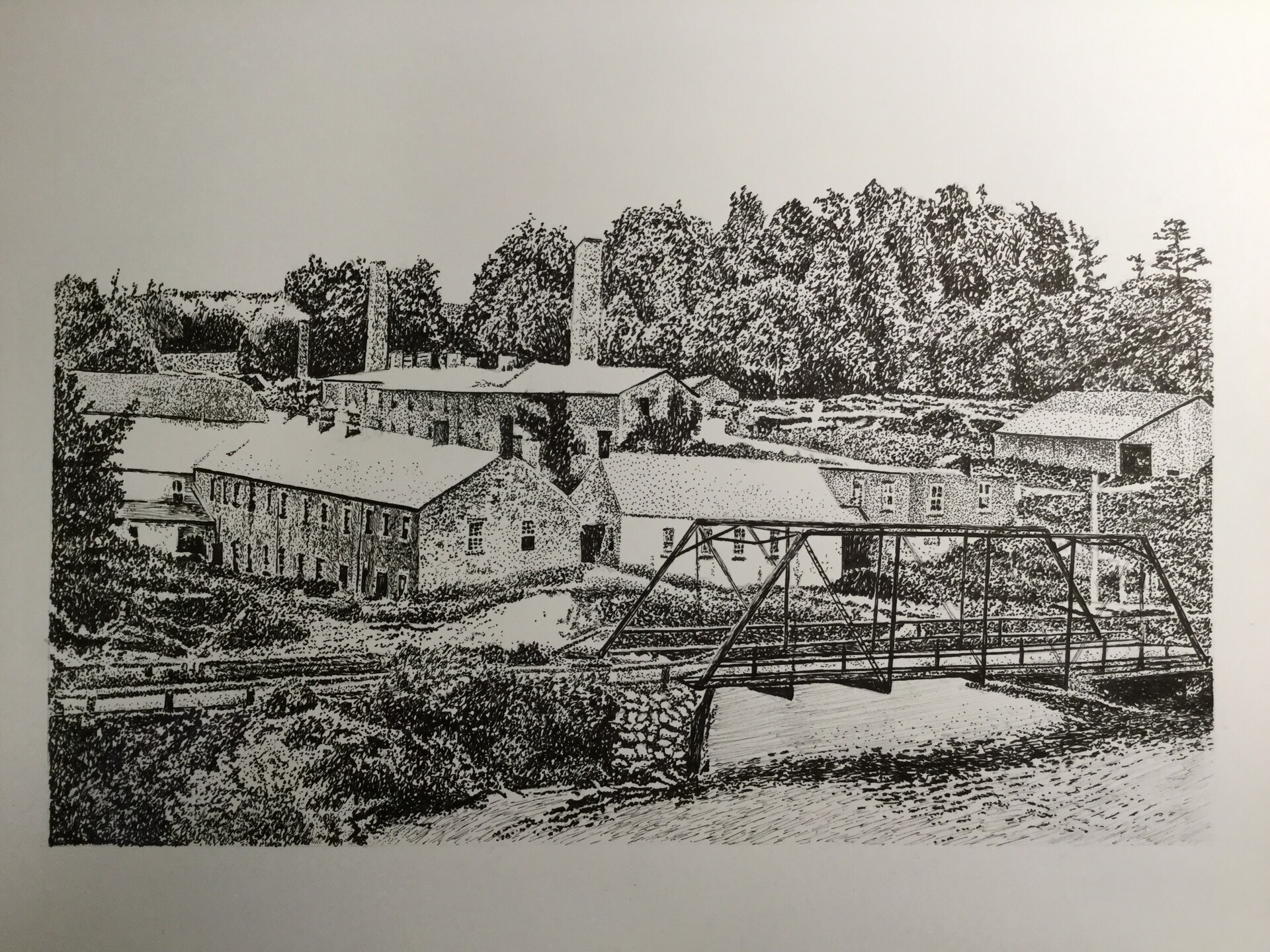 ArtStation - Pen and ink sketch of the old Barber Paper Mill