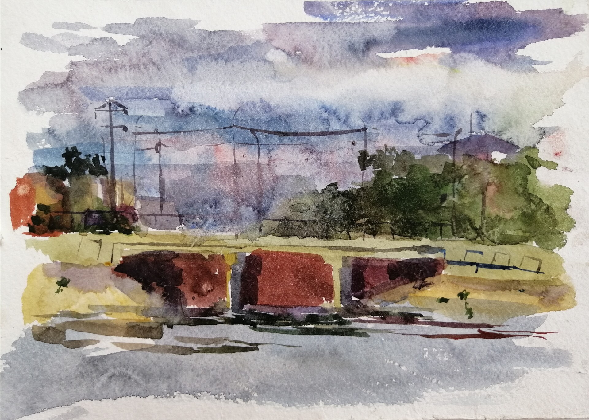 ArtStation - watercolor sketch of the embankment