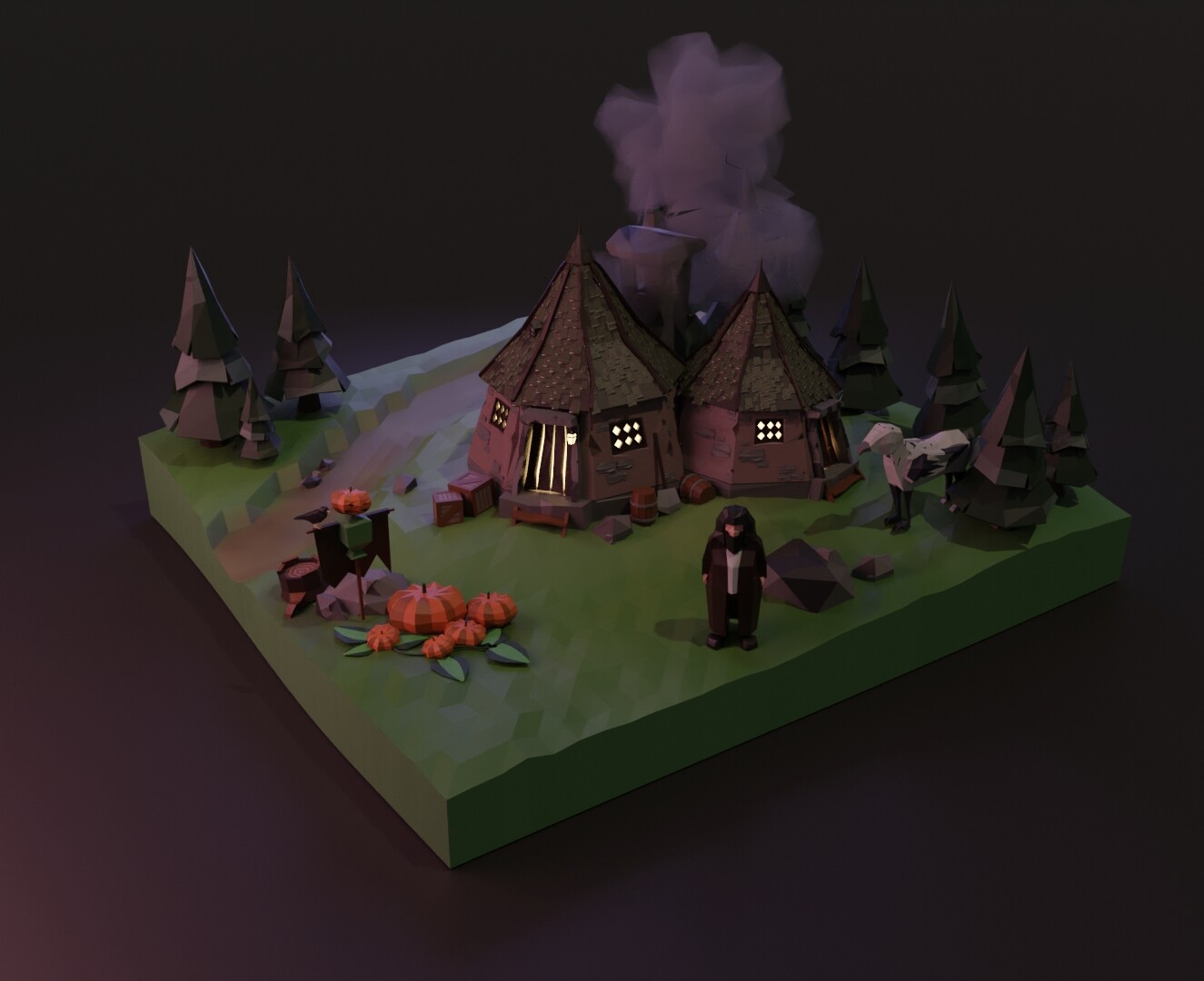 ArtStation - Hagrids Hut Low Poly Scene