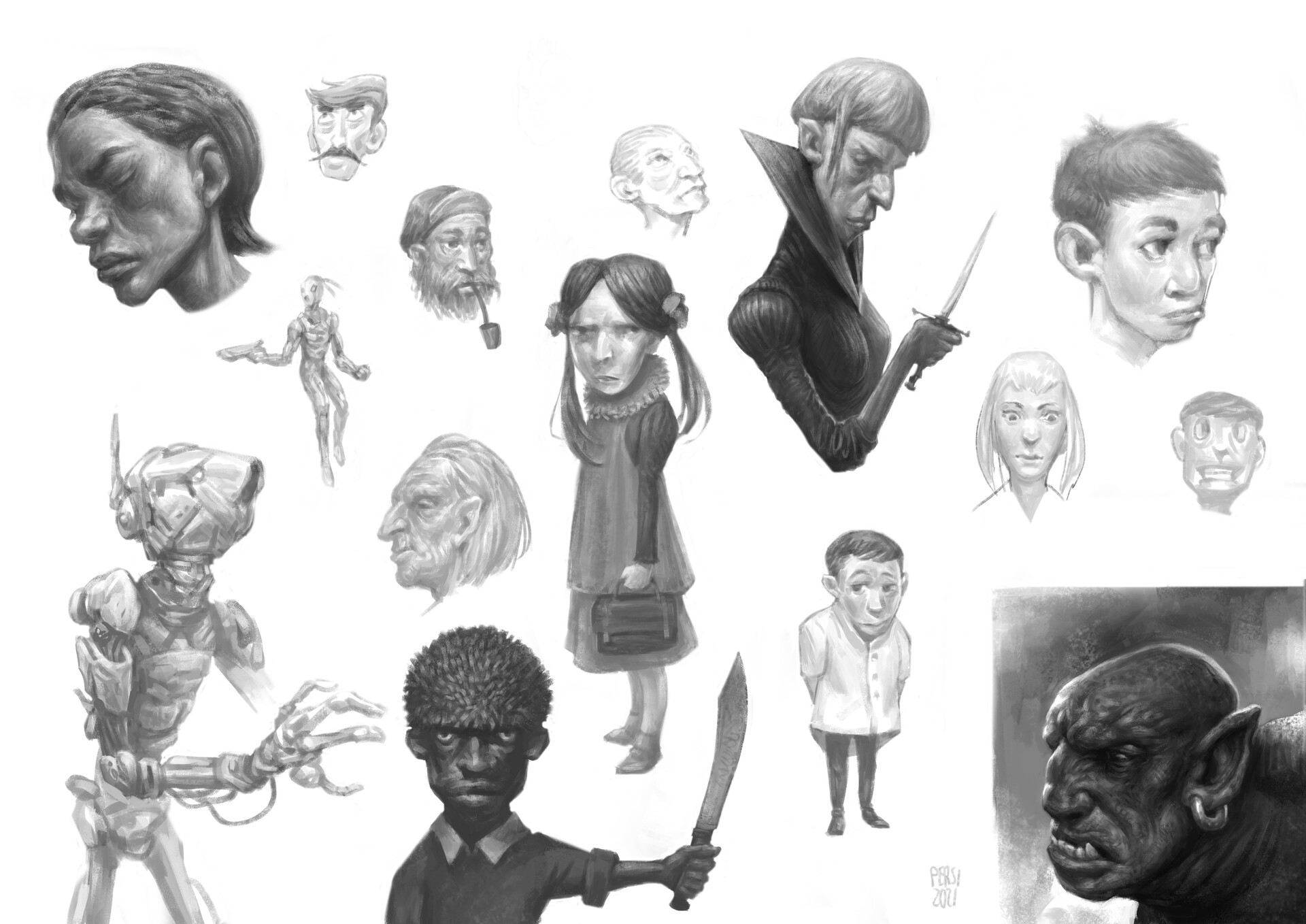 ArtStation - Random character sketches