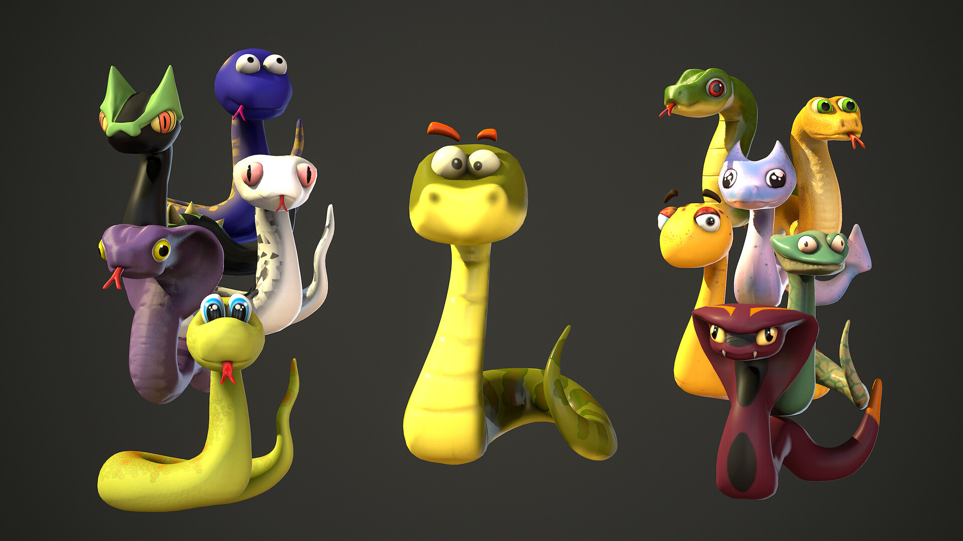 ArtStation - Cartoon snakes