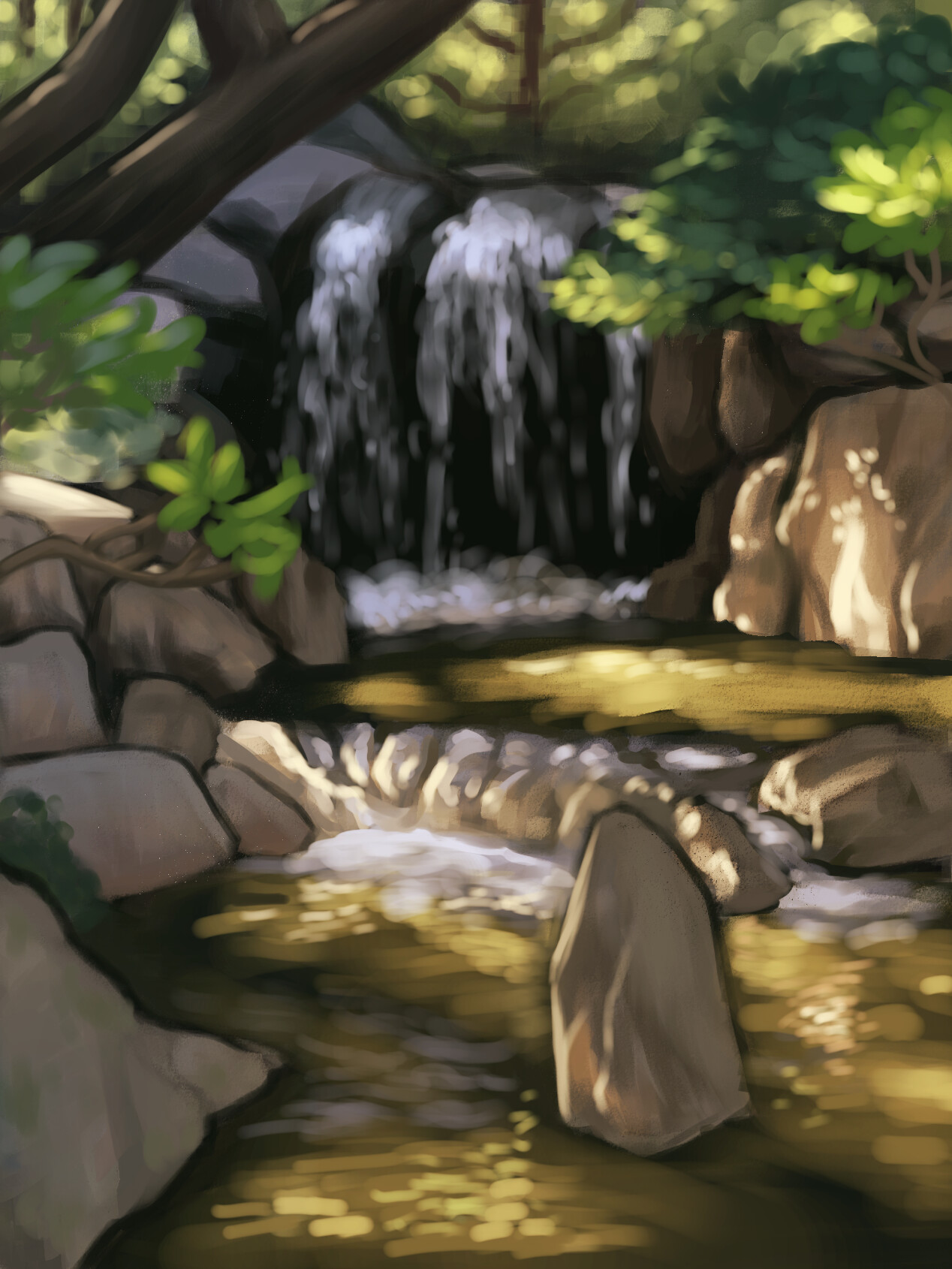 ArtStation - Waterfall Study