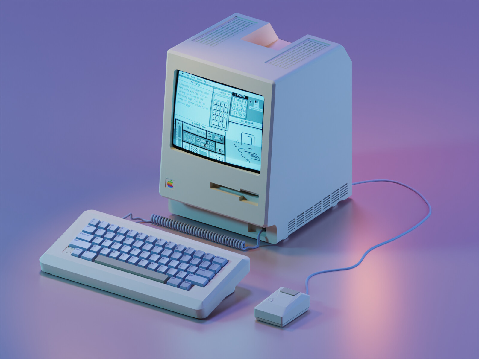 ArtStation - Macintosh 128K Model Isometric