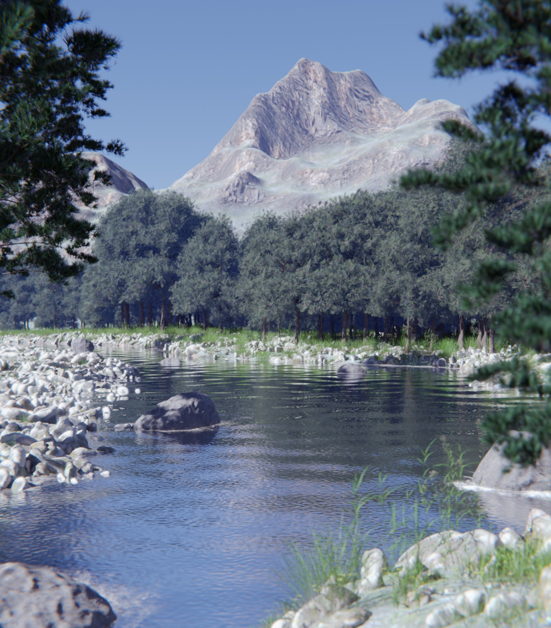 ArtStation - Mountain and River Scene