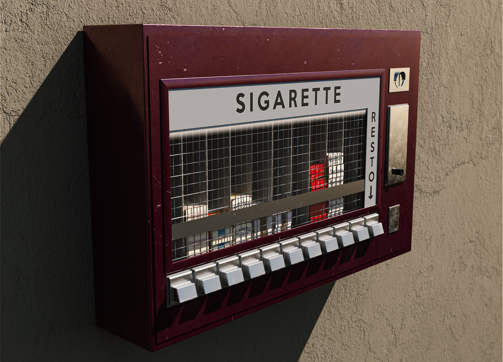 ArtStation - (Textured) Italian vintage cigarettes vending machine (70s ...