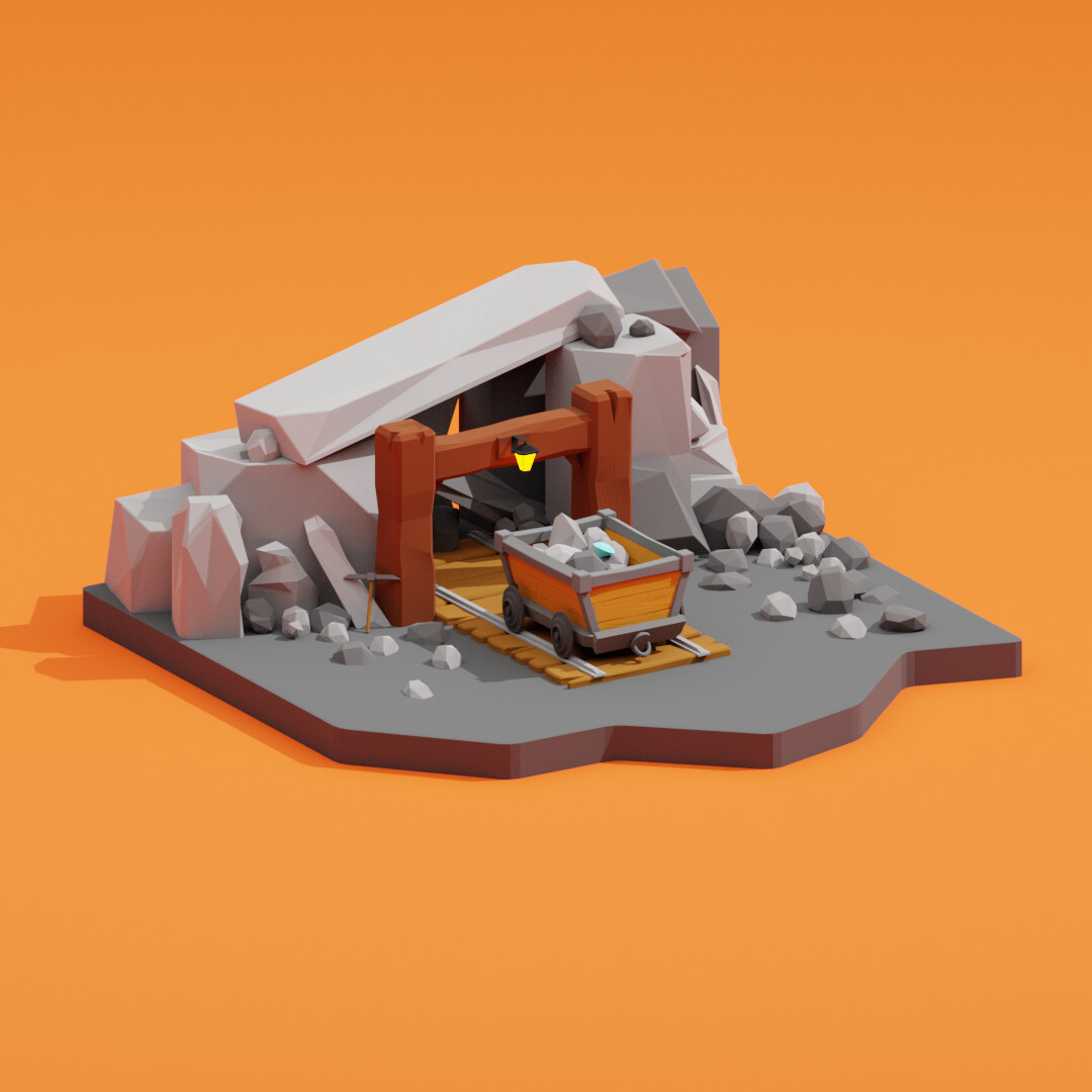 ArtStation - Low Poly Minecart