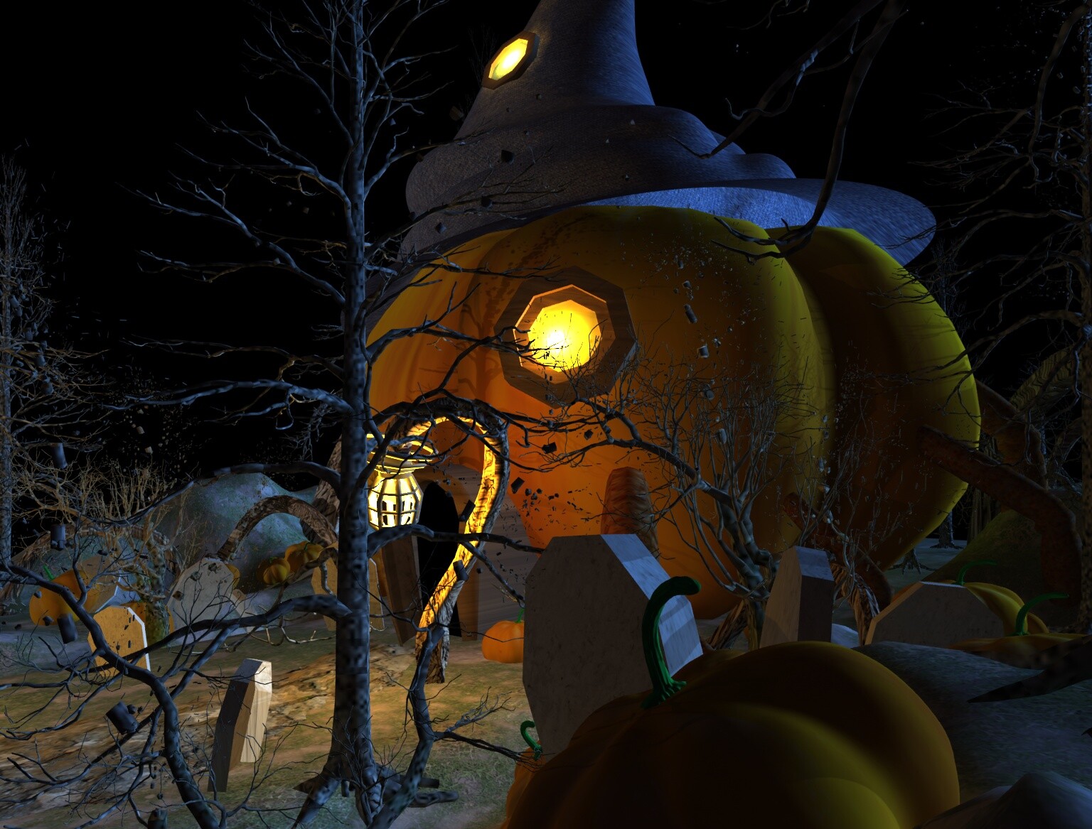 ArtStation - 3DMax-南瓜屋-Pumpkin house