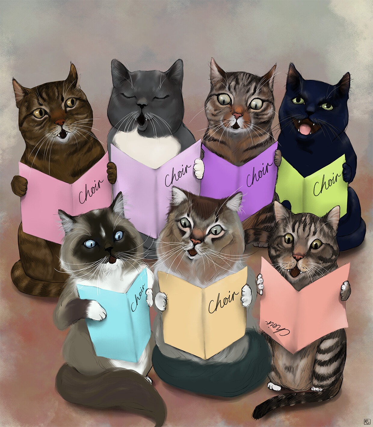ArtStation - Cat choir