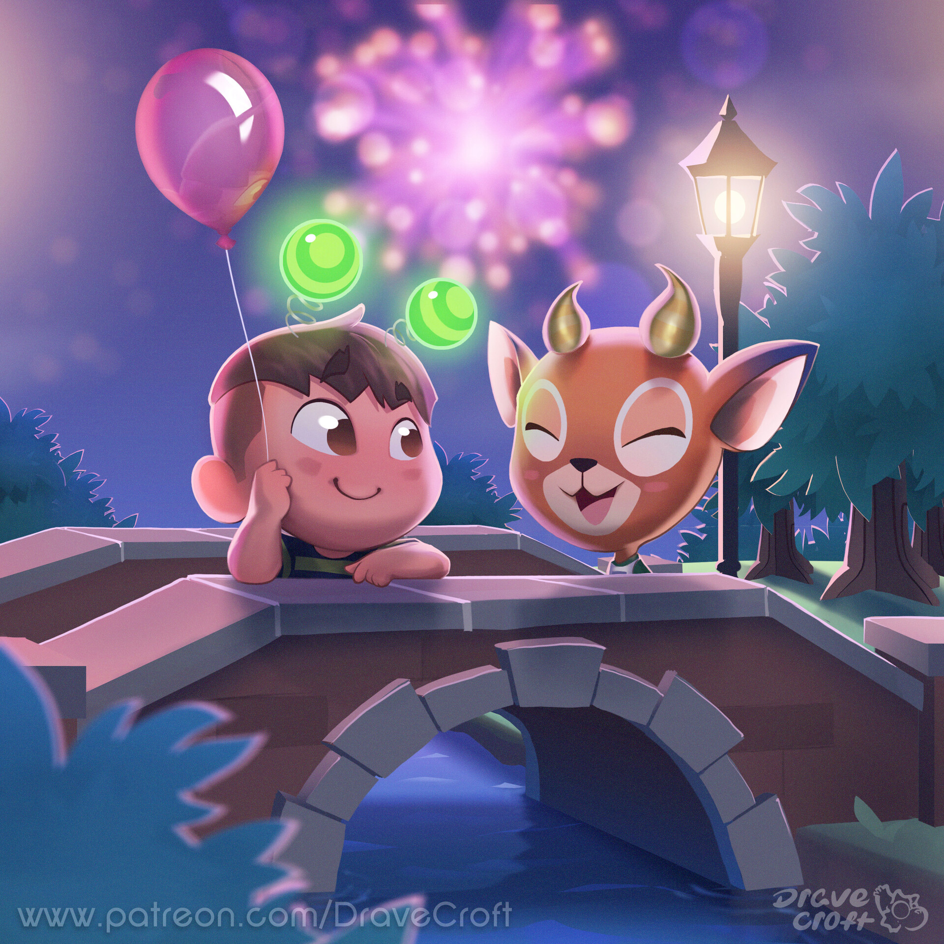 ArtStation - Fireworks in Animal Crossing New Horizons