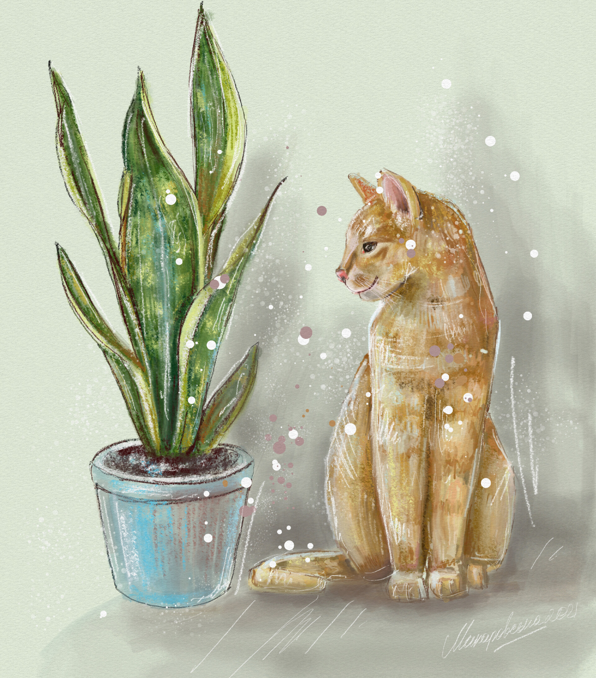 ArtStation - Cat and plant