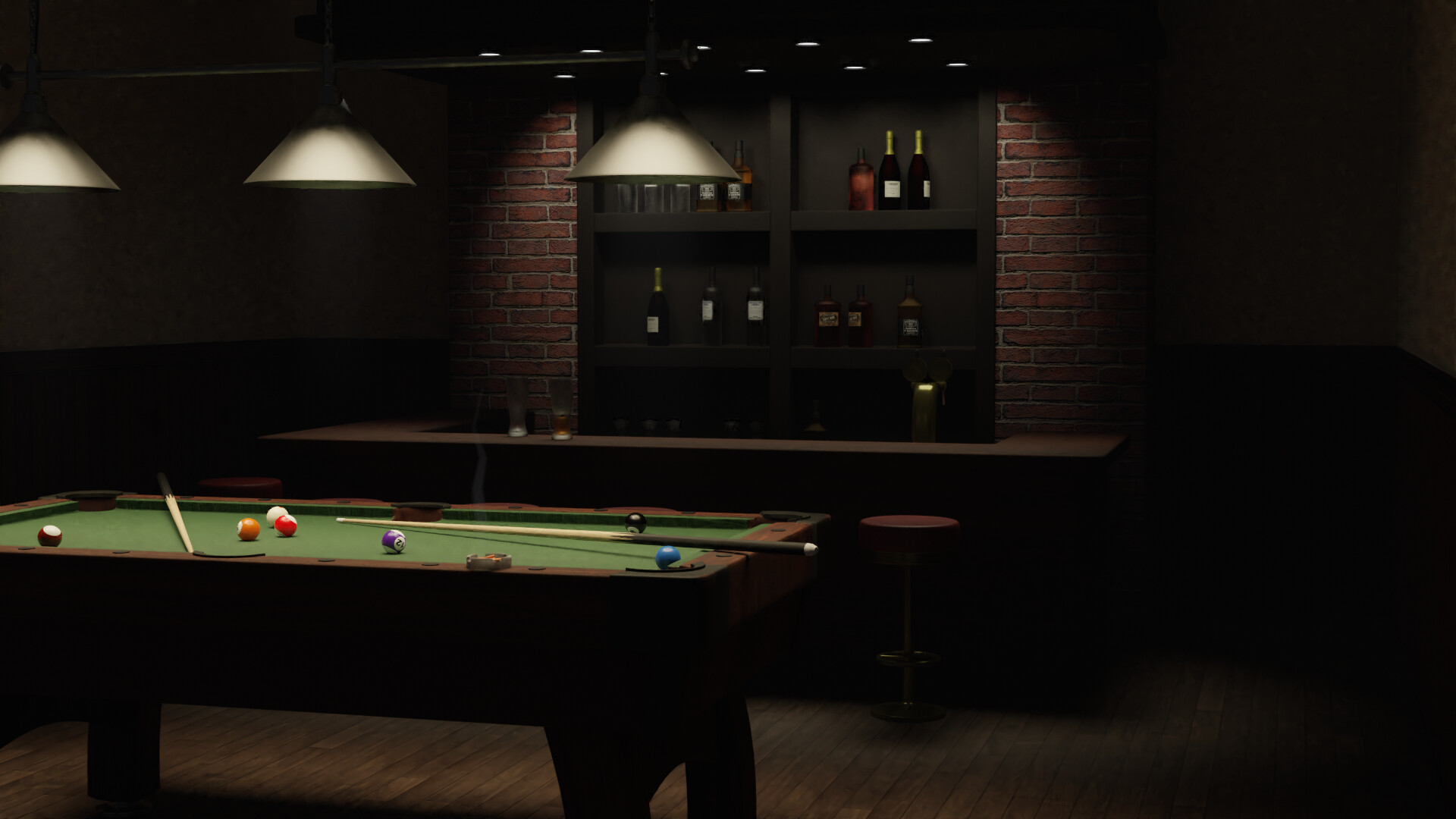 ArtStation - Late night at billiard bar