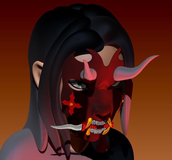 ArtStation - oni mask girl