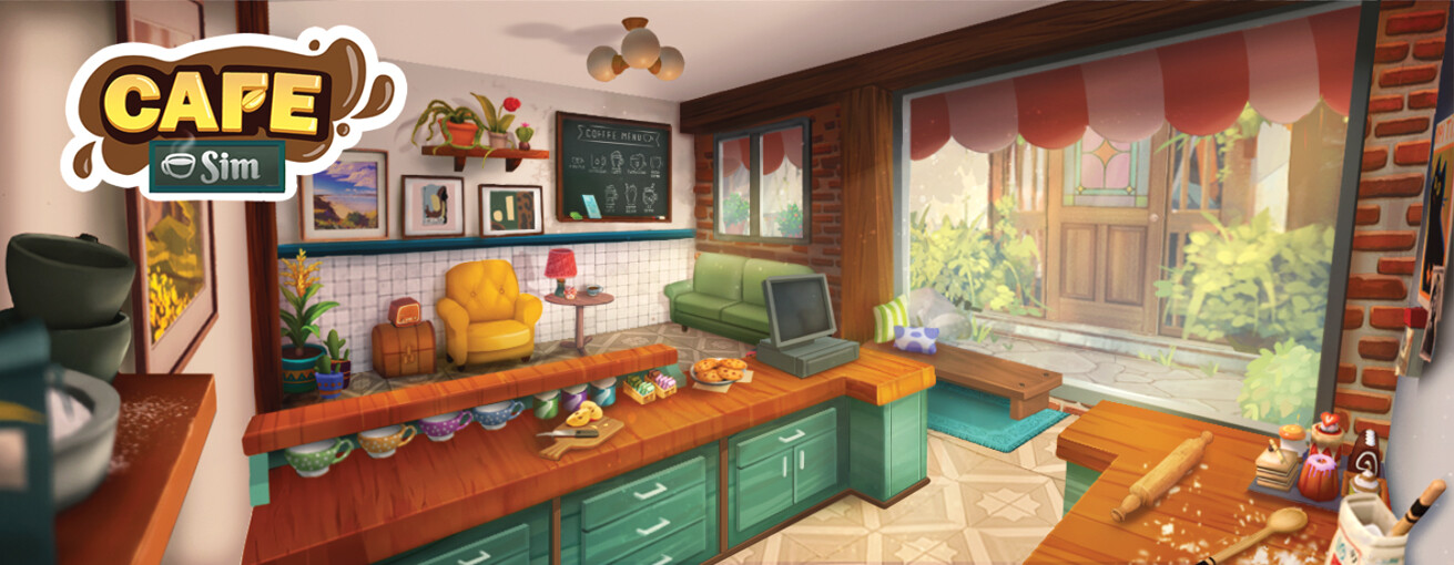 ArtStation - Cafe Sim - Interior KeyArt